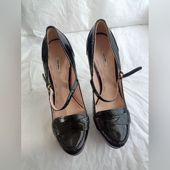 Miu Miu | Shoes | Miu Miu Patent Leather Mary Jane Platform Pumps In ...